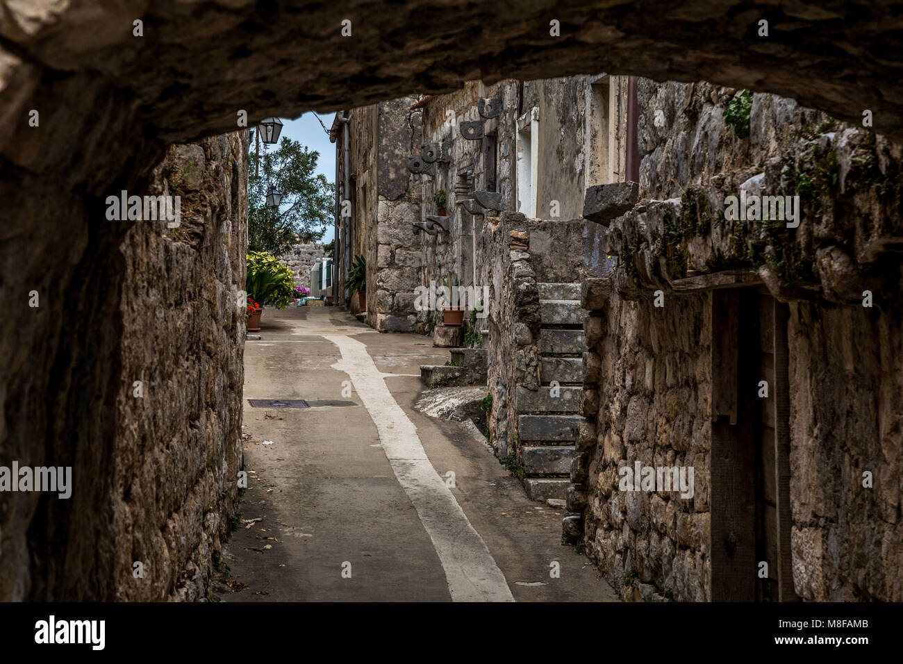 The picturesque fortified town of Mali Ston on the coast of the same ...
