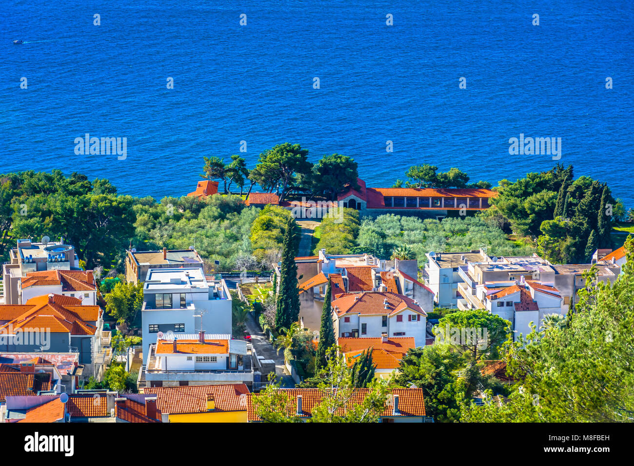 Aerial view at colorful scenery in Split Riviera, Dalmatia region Stock ...