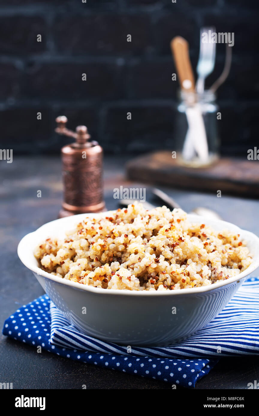 boiled quinoa in white bowl, stock photo Stock Photo - Alamy