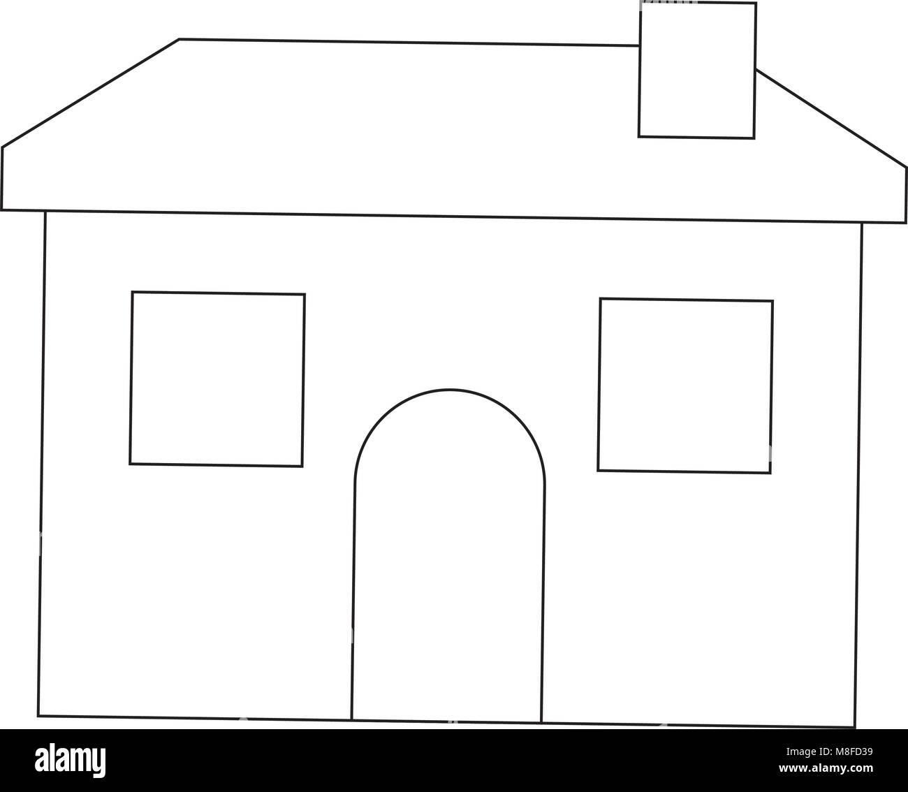 cartoon house home architecture chimney vector illustration outline ...