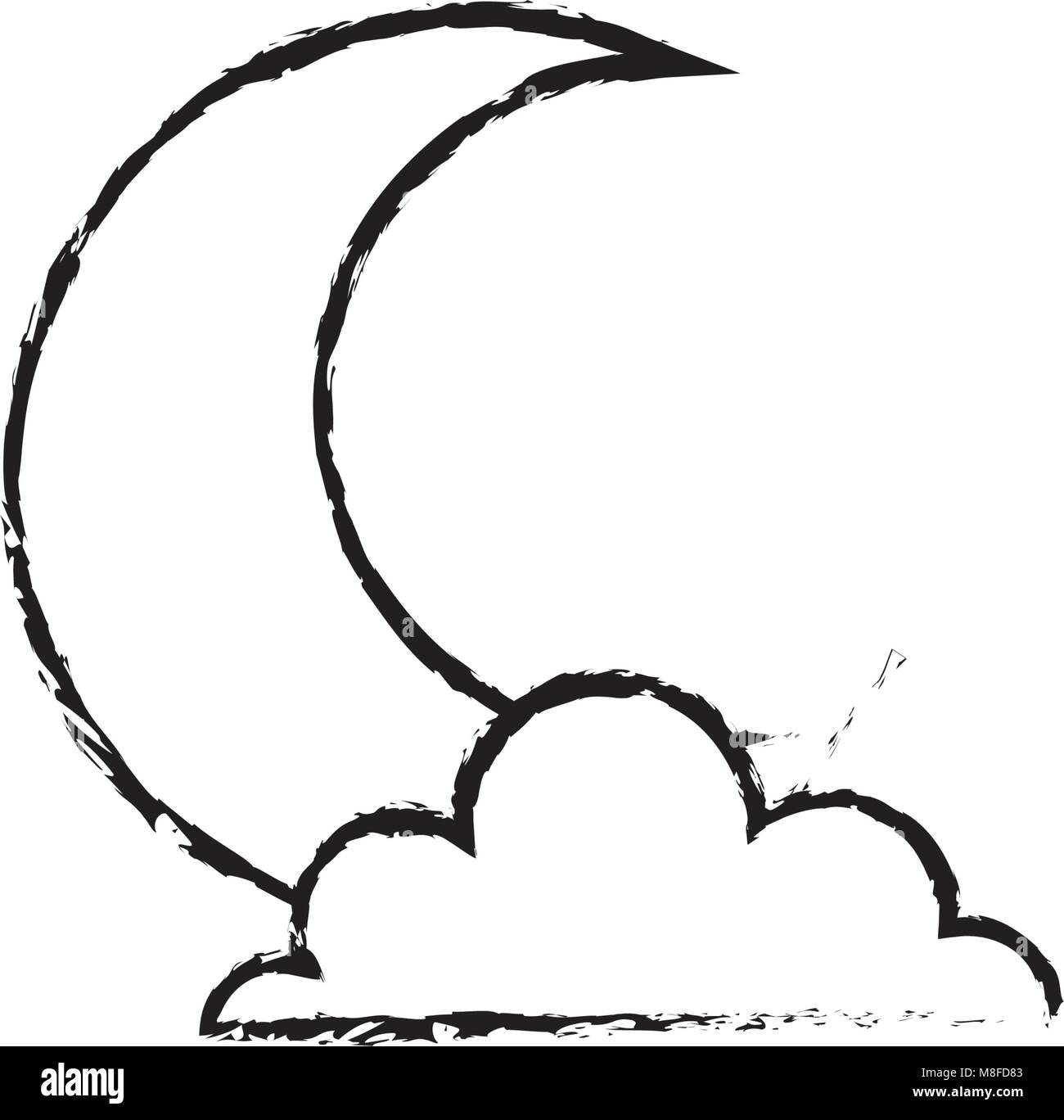 night moon cloud dark scene image vector illustration sketch image ...
