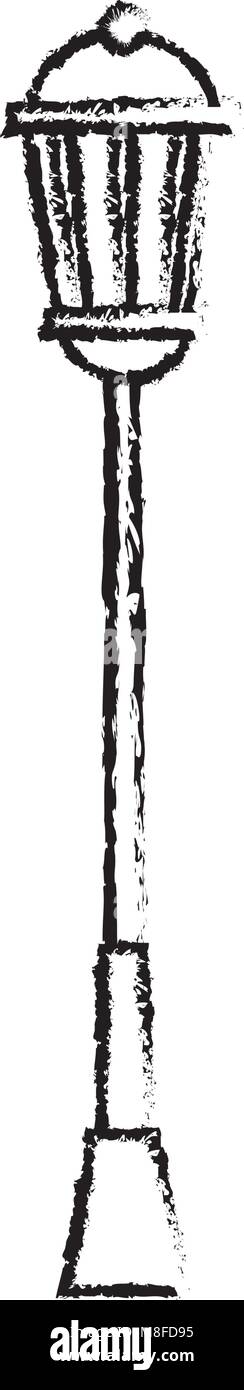 vintage lamp post street light vector illustration sketch image Stock ...