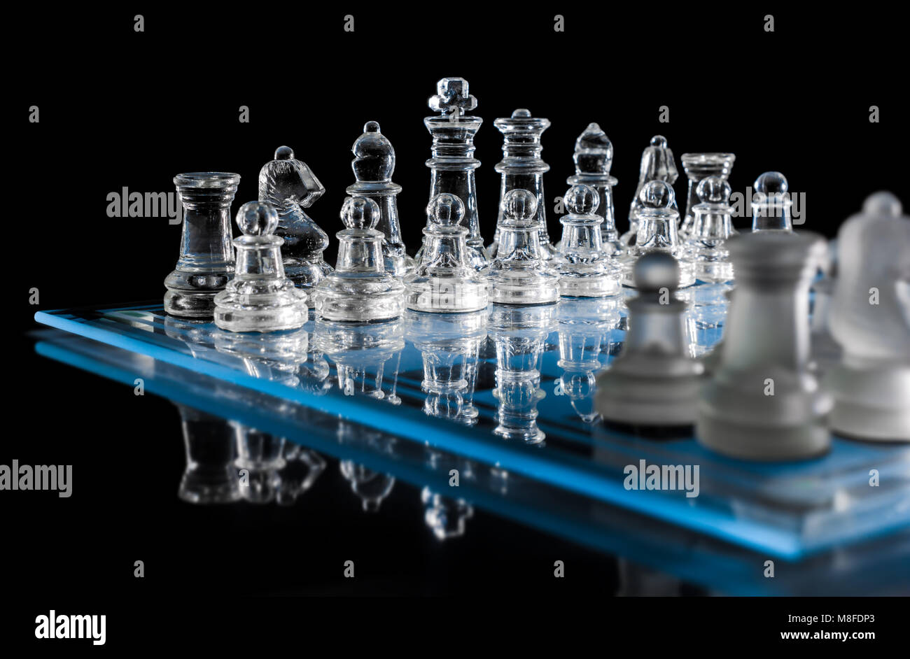 Blue Chessboard In The Dark With Reflection #2 Stock Photo - Alamy