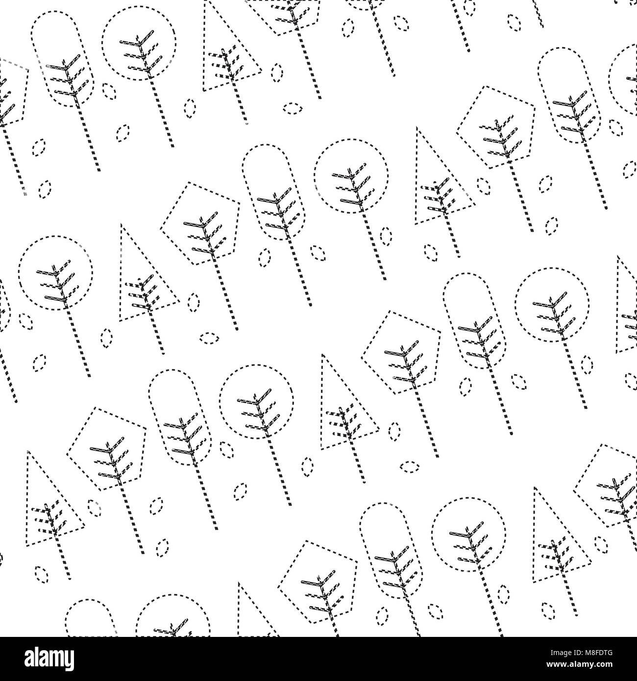 natural trees forest seasonal pattern design vector illustration dotted ...