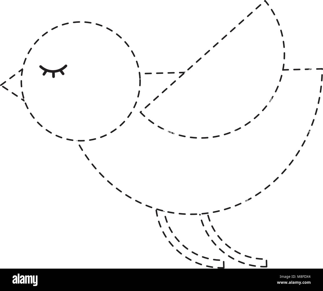 cute cartoon flying bird animal vector illustration dotted line image ...
