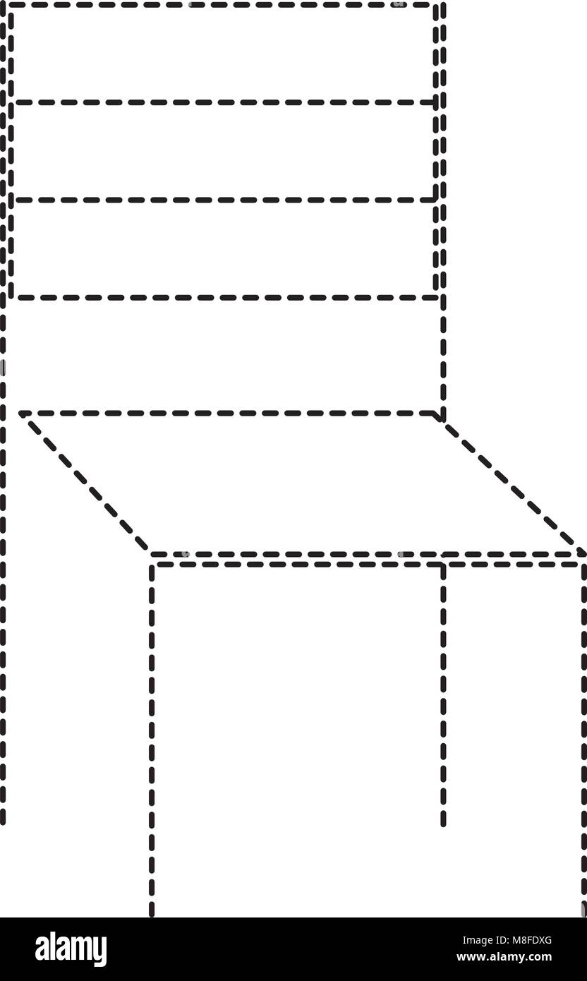 wooden chair furniture outdoors decoration vector illustration dotted ...