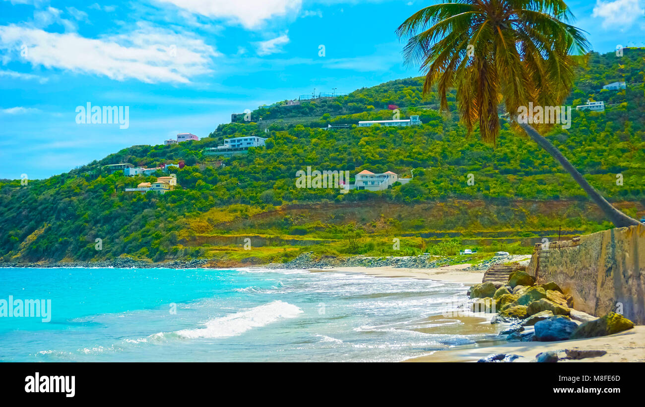 Scenery from Saint Martin's Beach in Caribbean Stock Photo - Alamy