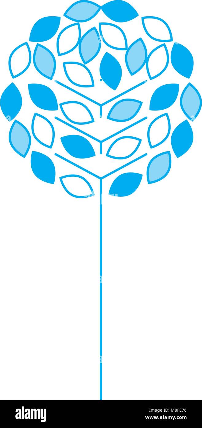 cute round tree autumn leaves natural vector illustration Stock Vector ...