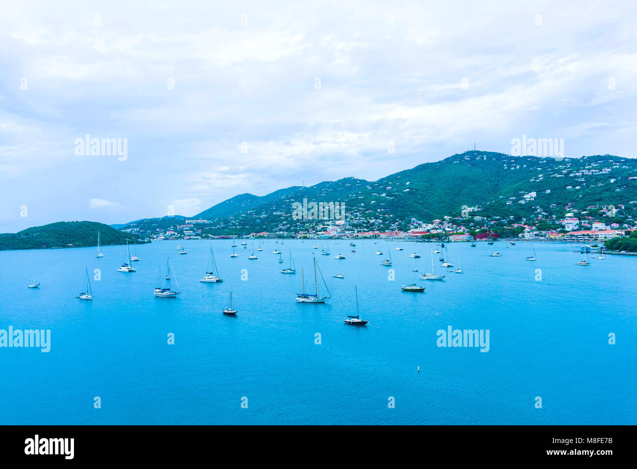Aerial view of the island of St Thomas, USVI. Charlotte Amalie Stock ...