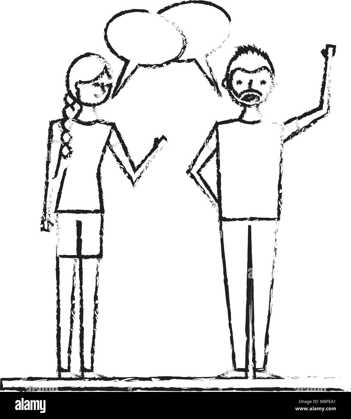 couple of young people speech bubbles talking vector illustration ...
