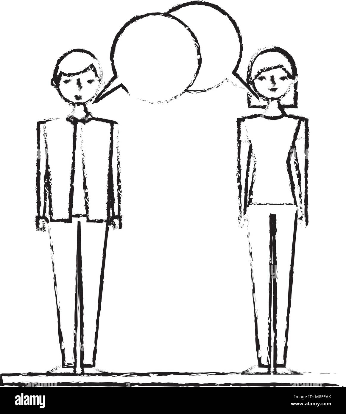 couple of young people speech bubbles talking vector illustration ...