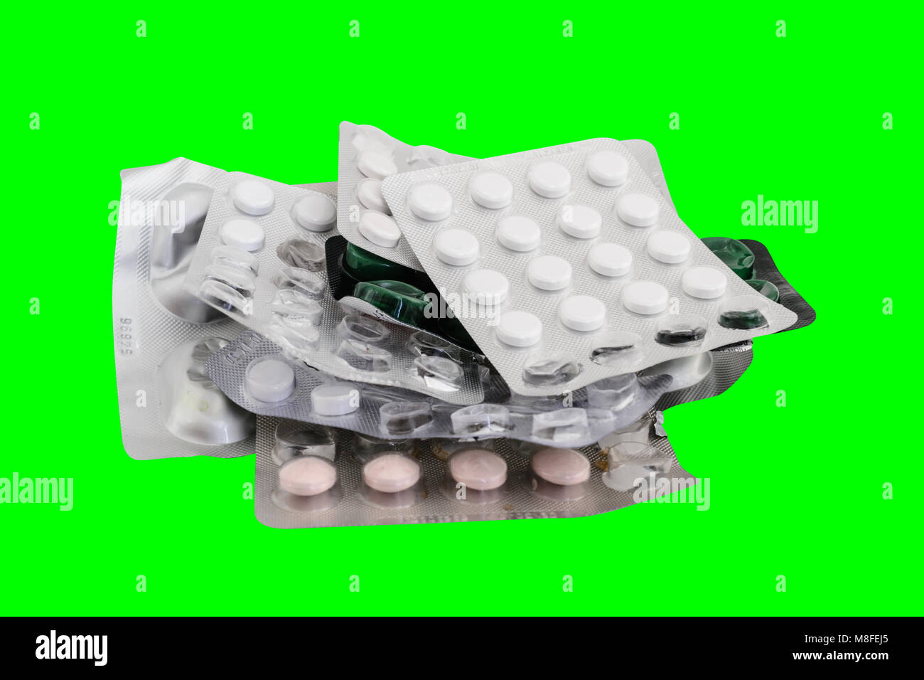 Tablets medicine and drugs pack used isolated on green. Photo Stock ...