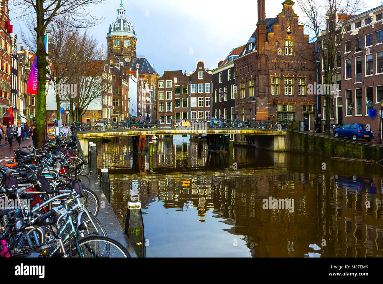 Amsterdam, Netherlands - December 14, 2017: The most famous canals and ...