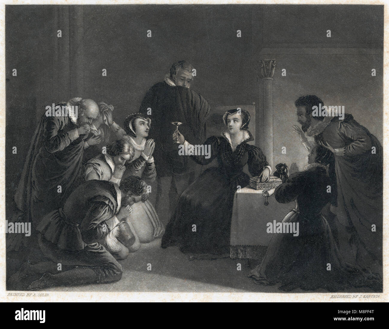 Antique c1830 engraving, â€œMary, Queen of Scots Parting with Her ...