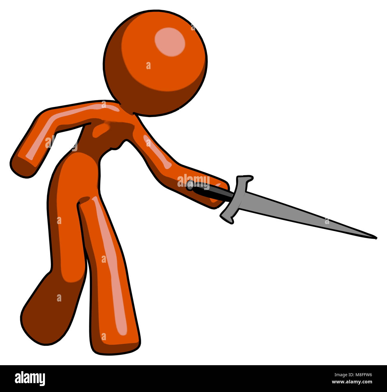 Orange design mascot woman sword pose stabbing or jabbing Stock Photo ...