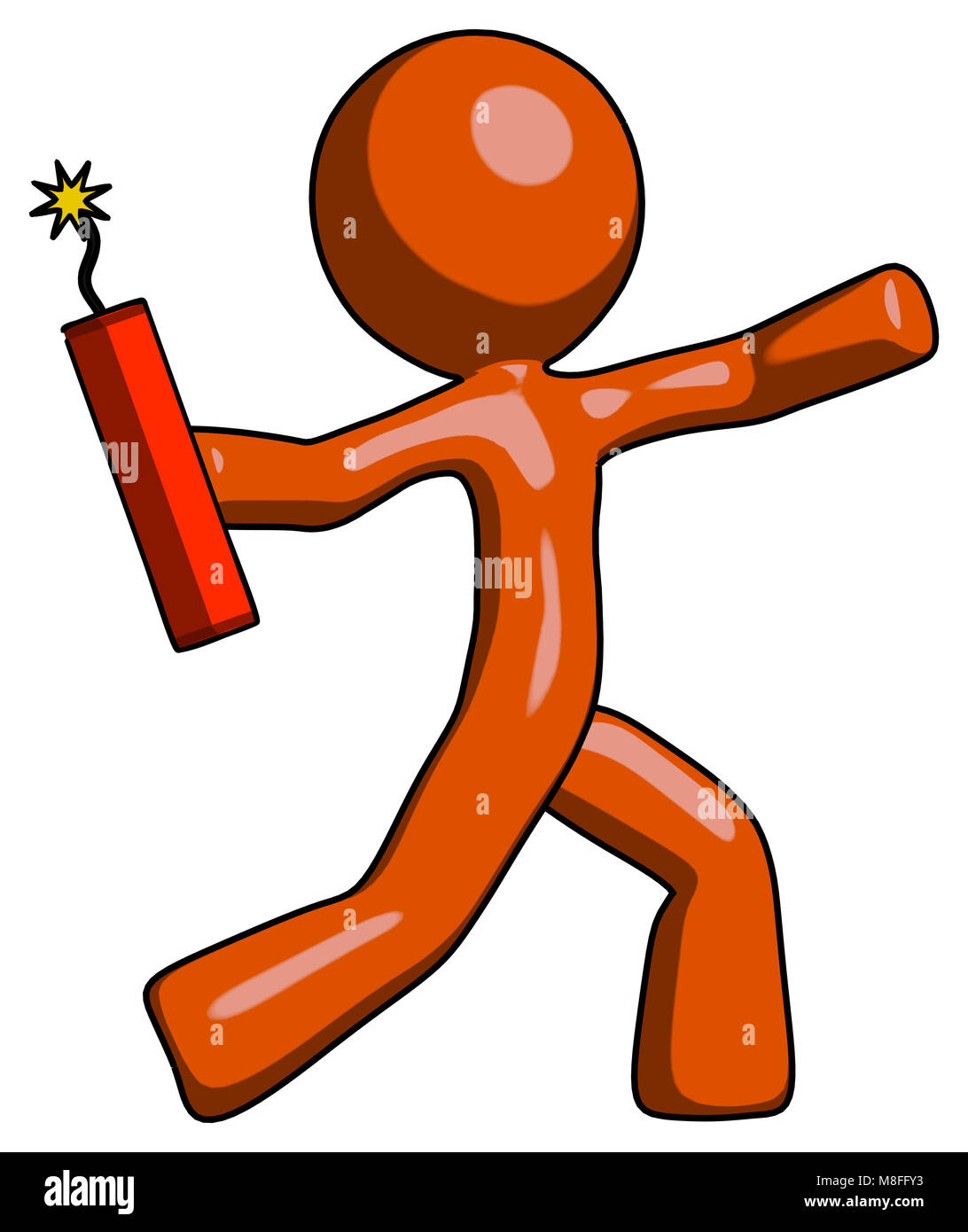 Orange design mascot man throwing dynamite Stock Photo - Alamy