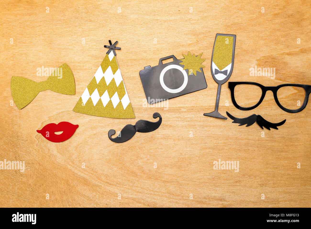 Colorful party decoration for photograph such as party hat, bow tie ...
