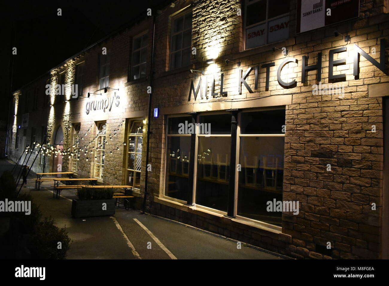 Cafe in Leeds at night Stock Photo - Alamy