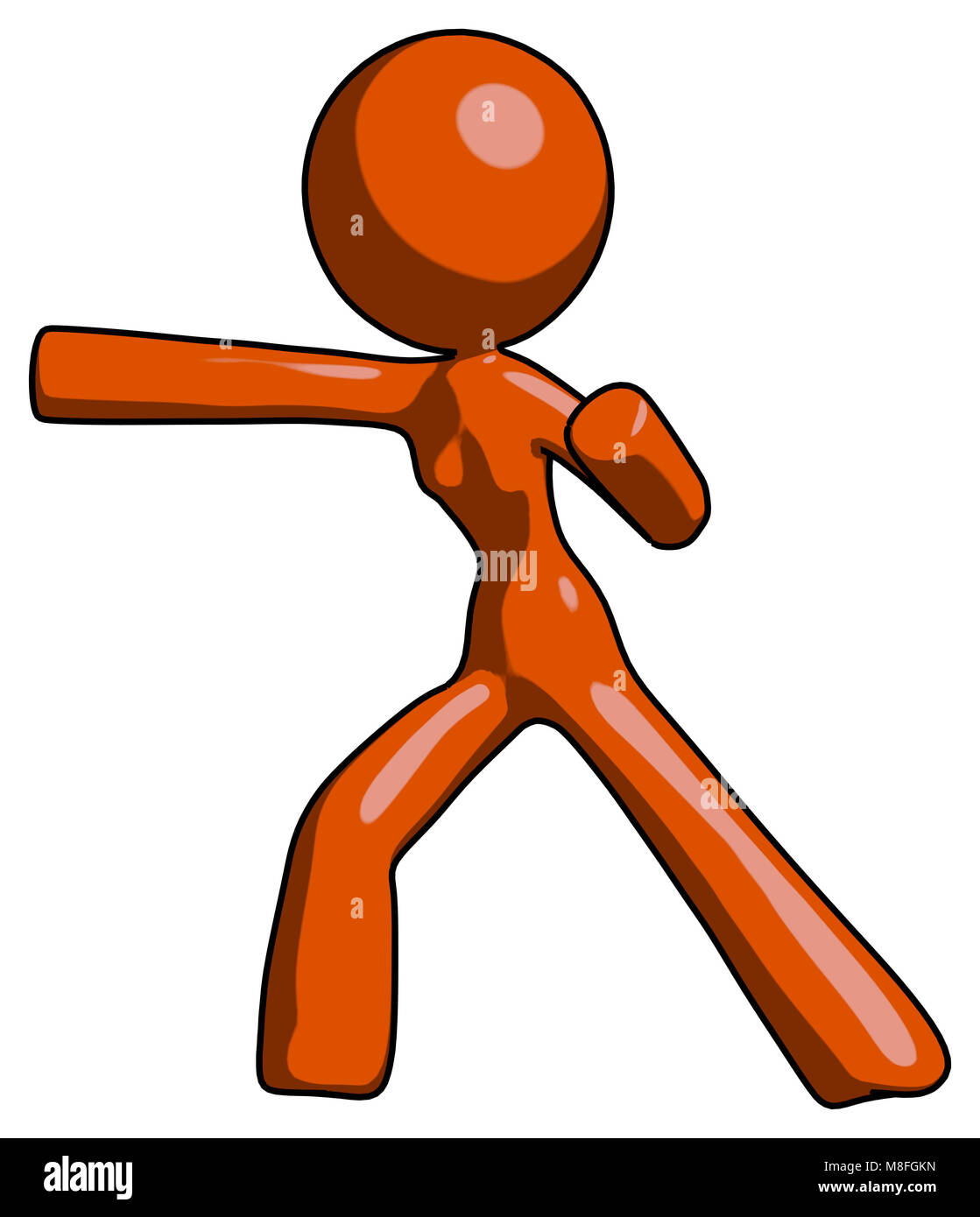 Orange design mascot woman martial arts punch left Stock Photo - Alamy