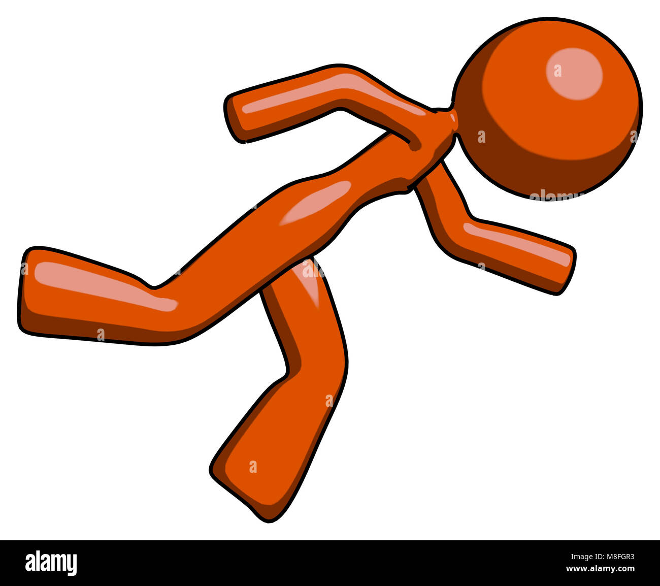Orange design mascot woman running while falling down Stock Photo - Alamy