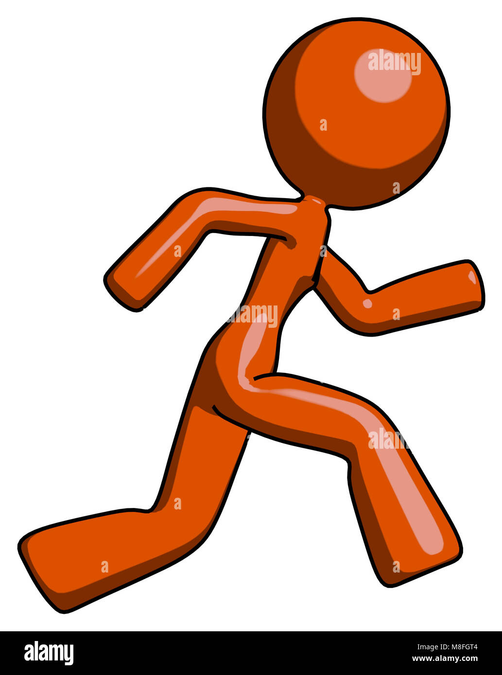 Orange design mascot woman running fast right Stock Photo - Alamy