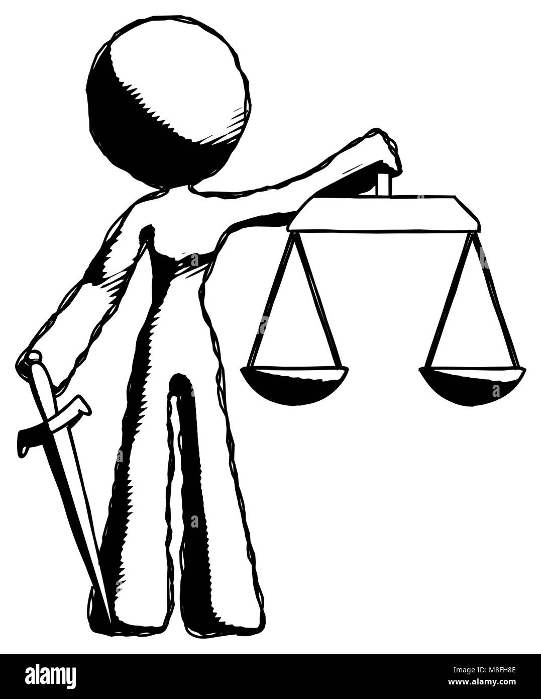 Ink design mascot woman justice concept with scales and sword, justicia ...