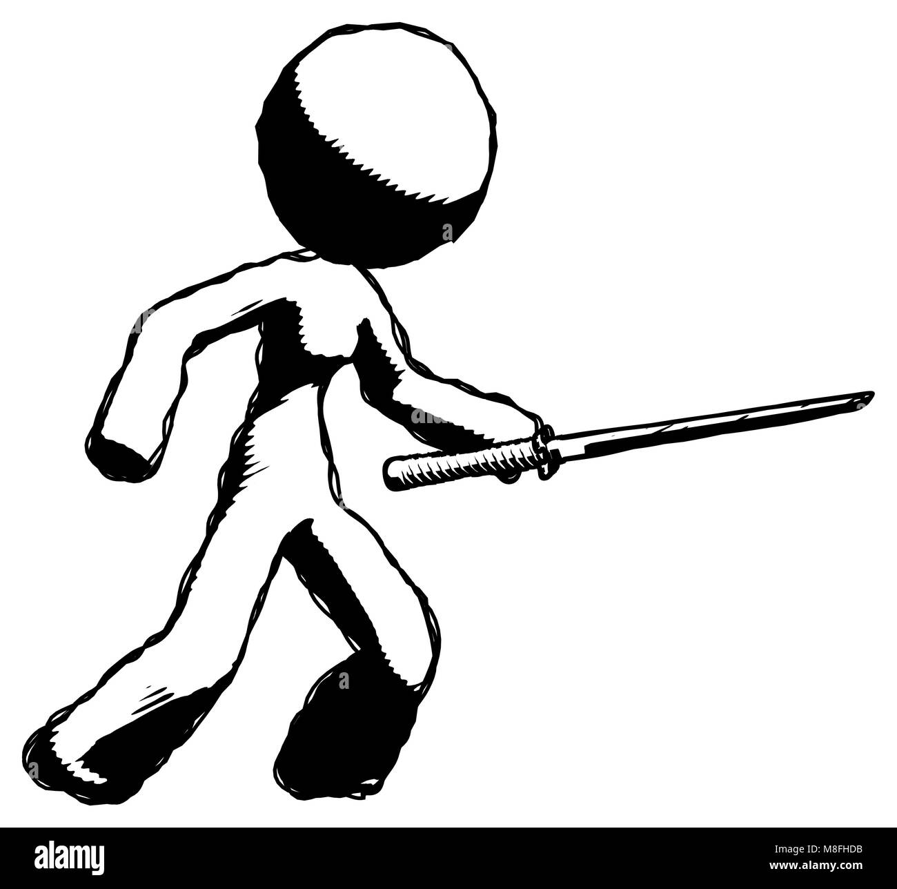 Ink design mascot woman stabbing with ninja sword katana Stock Photo ...