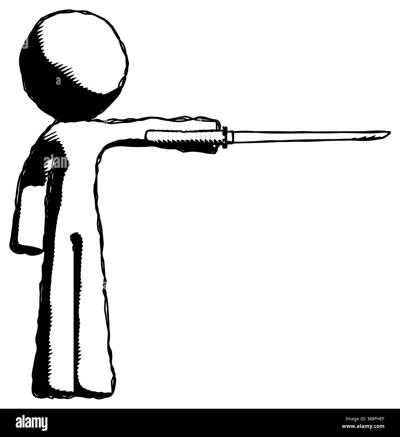 Ink design mascot man standing with ninja sword katana pointing right ...