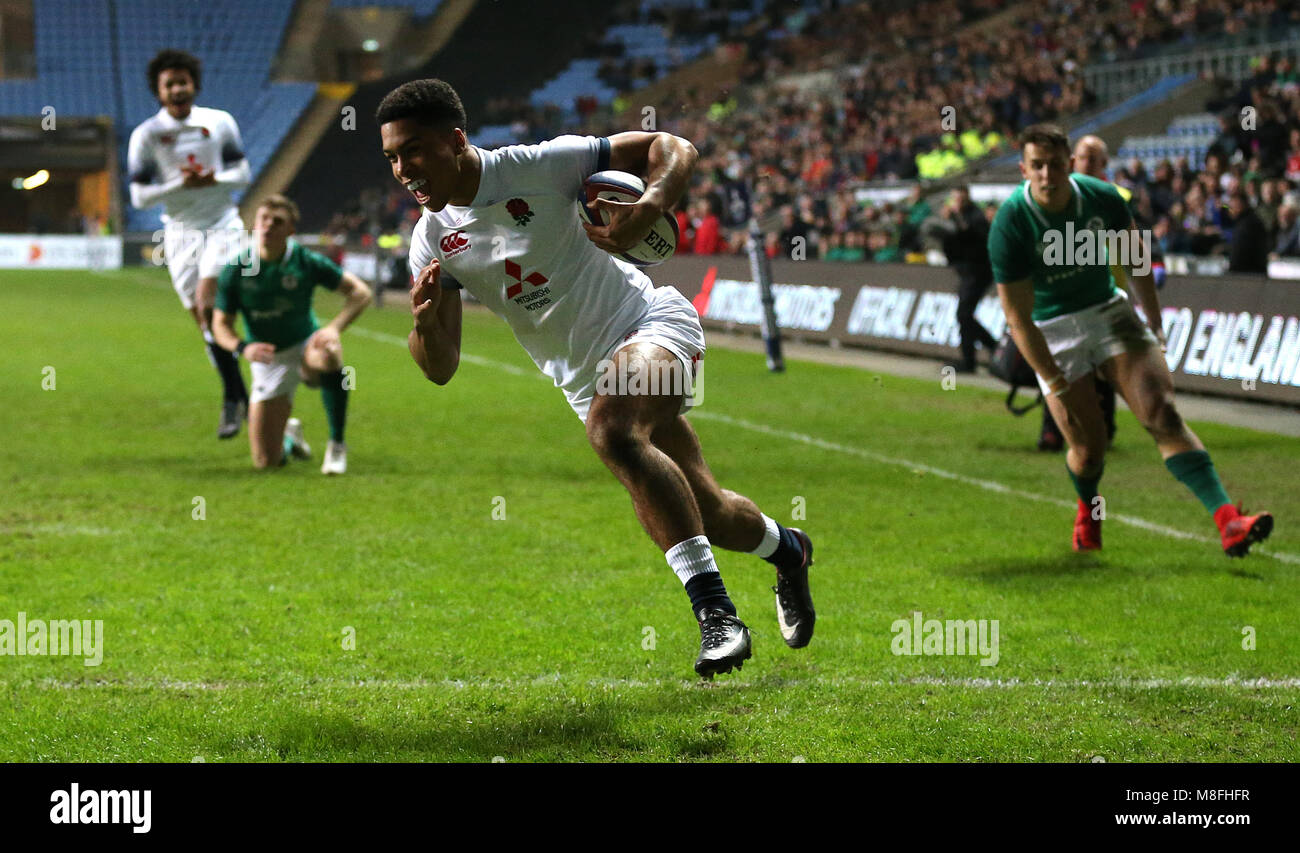 England Under 20's Ben Loader scores the opening try of the game ...