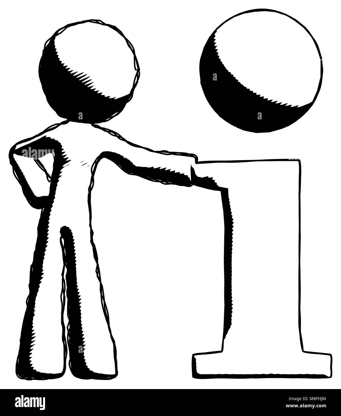 Ink design mascot man with info symbol leaning up against it Stock ...