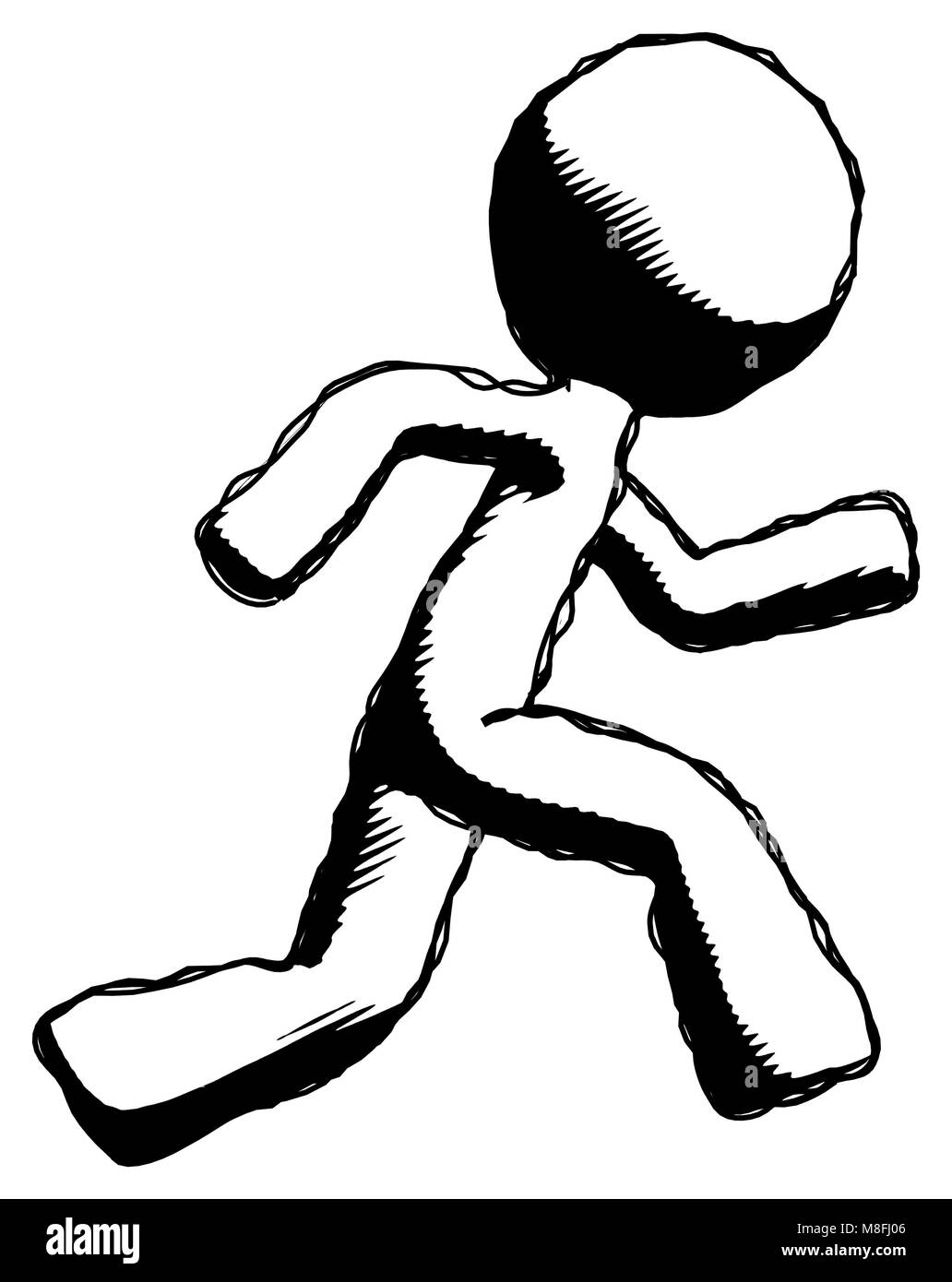 Ink design mascot man running fast right Stock Photo - Alamy