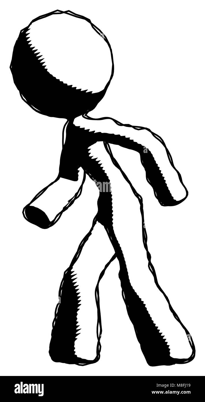 Ink design mascot woman suspense action pose facing left Stock Photo ...