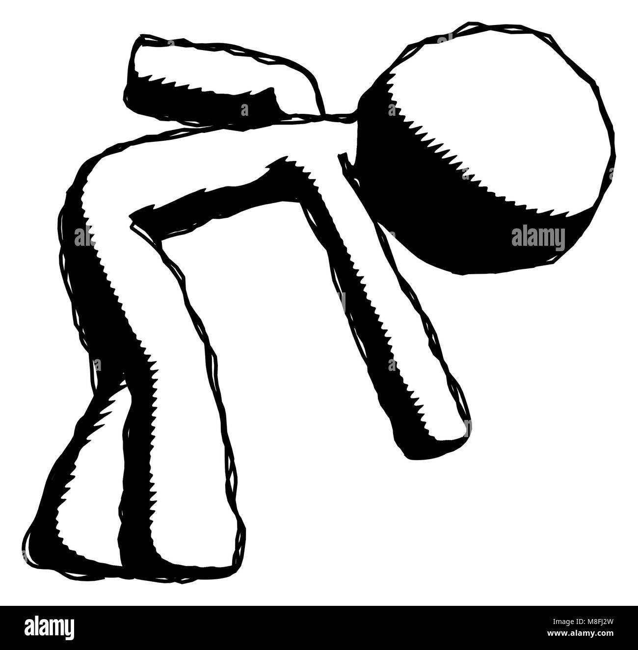 Ink design mascot man picking something up bent over Stock Photo - Alamy