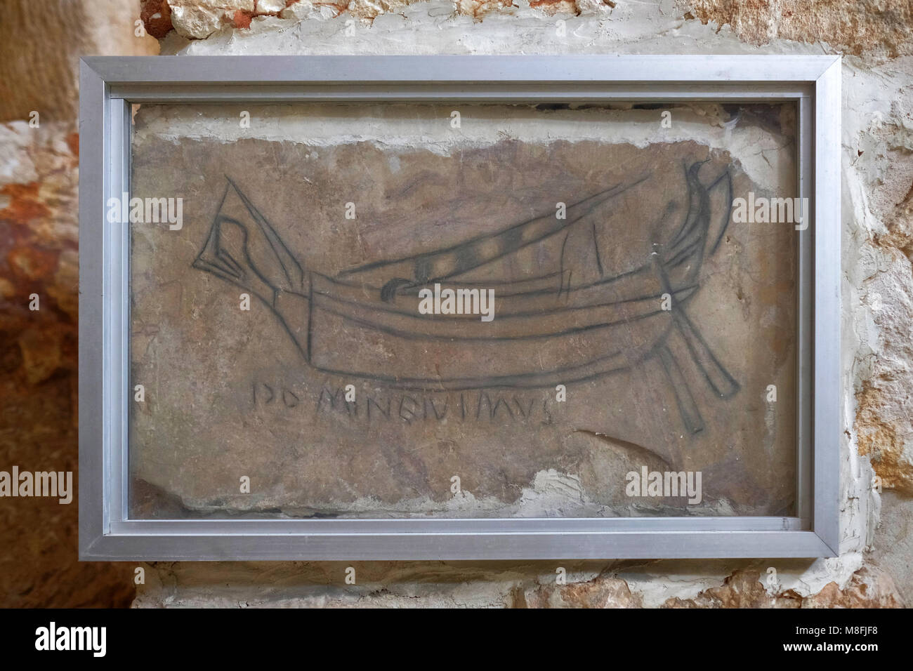 Glass covers an ancient ship drawing which is an accurate depiction of ...
