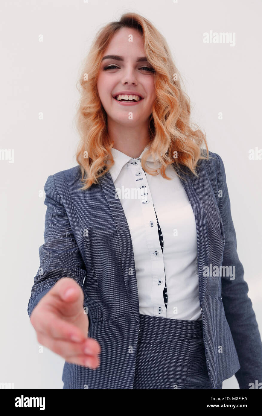 closeup. business woman stretching hand for handshake Stock Photo - Alamy