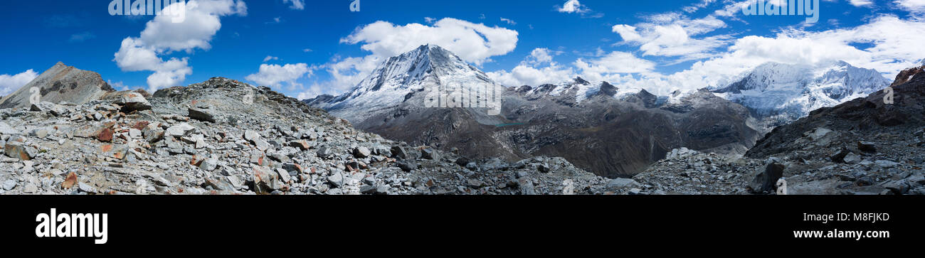 stunning panorama view of the central Cordillera Blanca in Peru from ...