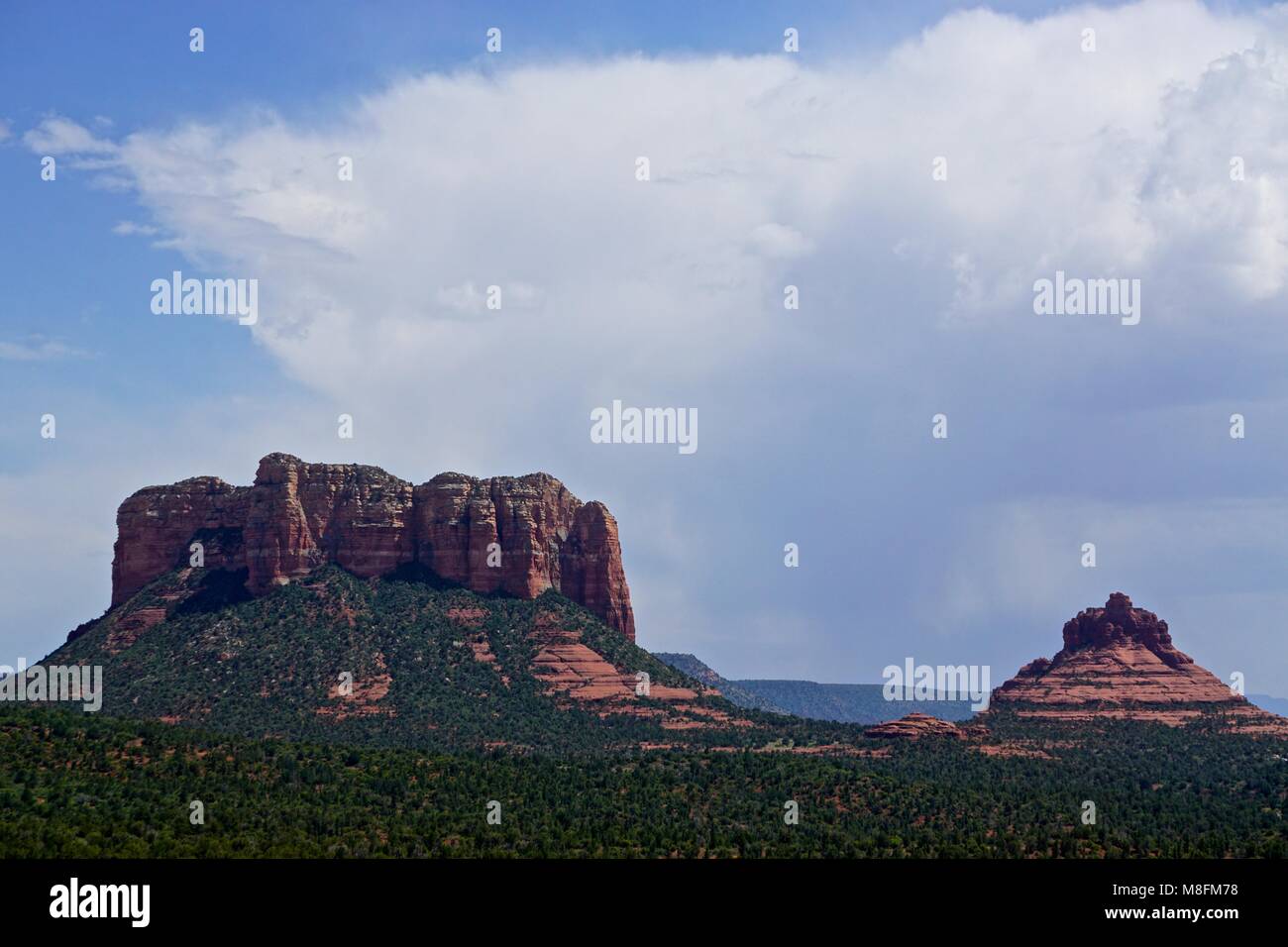 Sedona, Arizona, USA: View of Courthouse Rock and Bell Rock from the ...