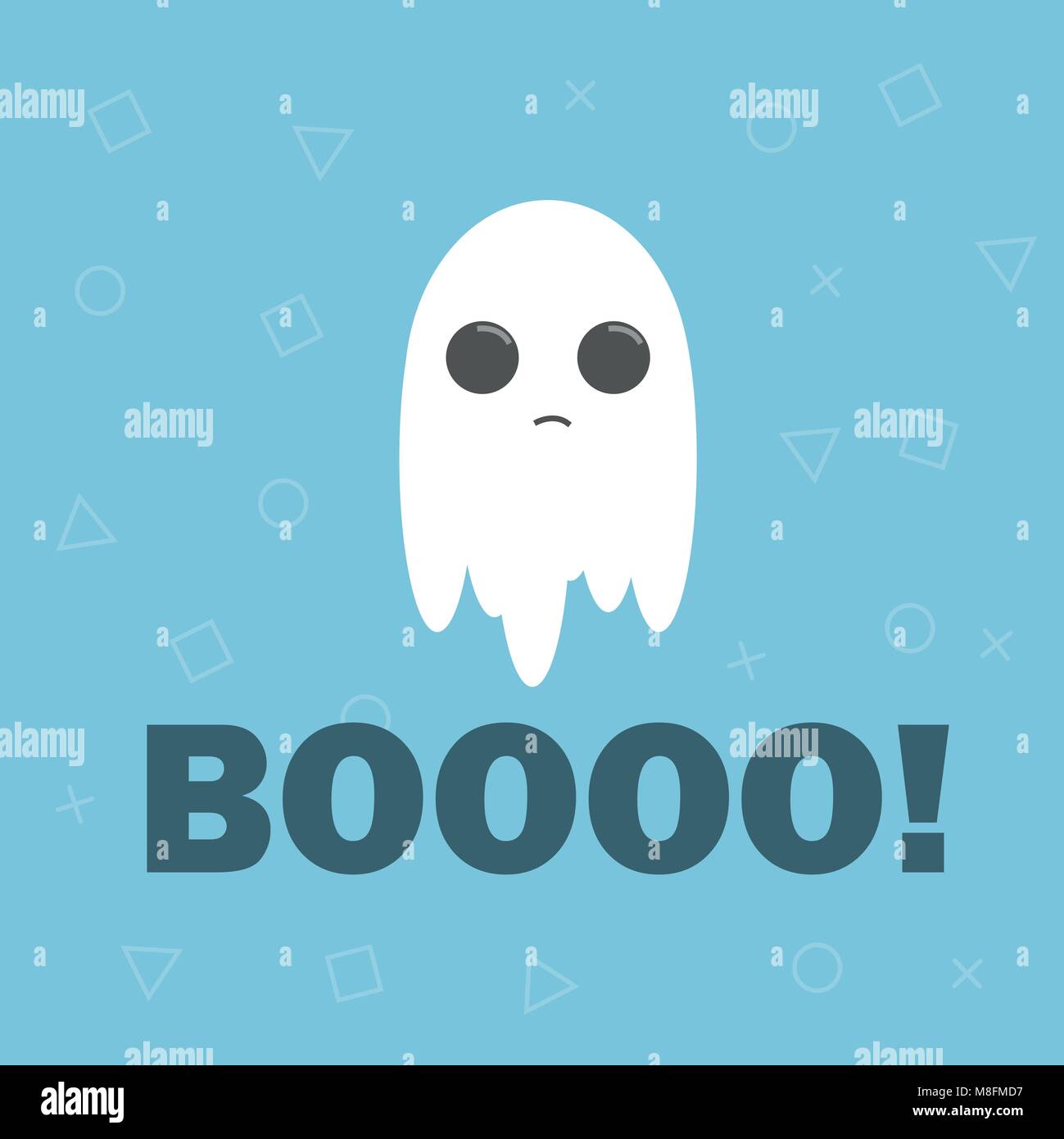 Cute ghost, flat design halloween banner, vector illustration Stock ...