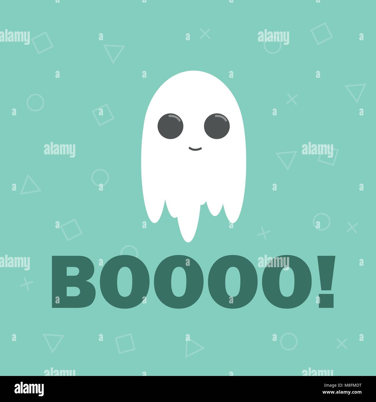 Cute ghost, flat design halloween banner, vector illustration Stock ...