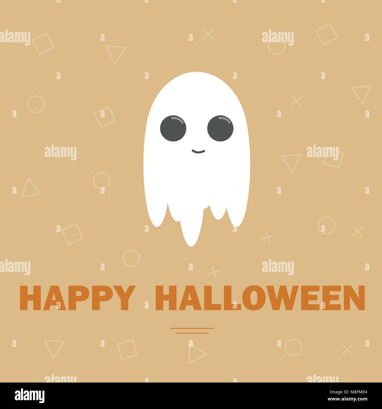 Cute ghost, flat design halloween banner, vector illustration Stock ...