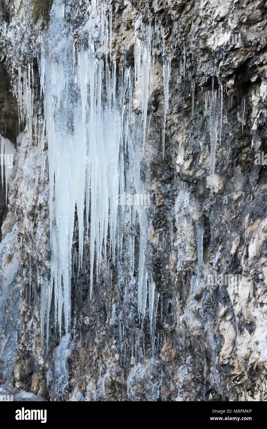 Ice Stalactite on Rock Stock Photo - Alamy