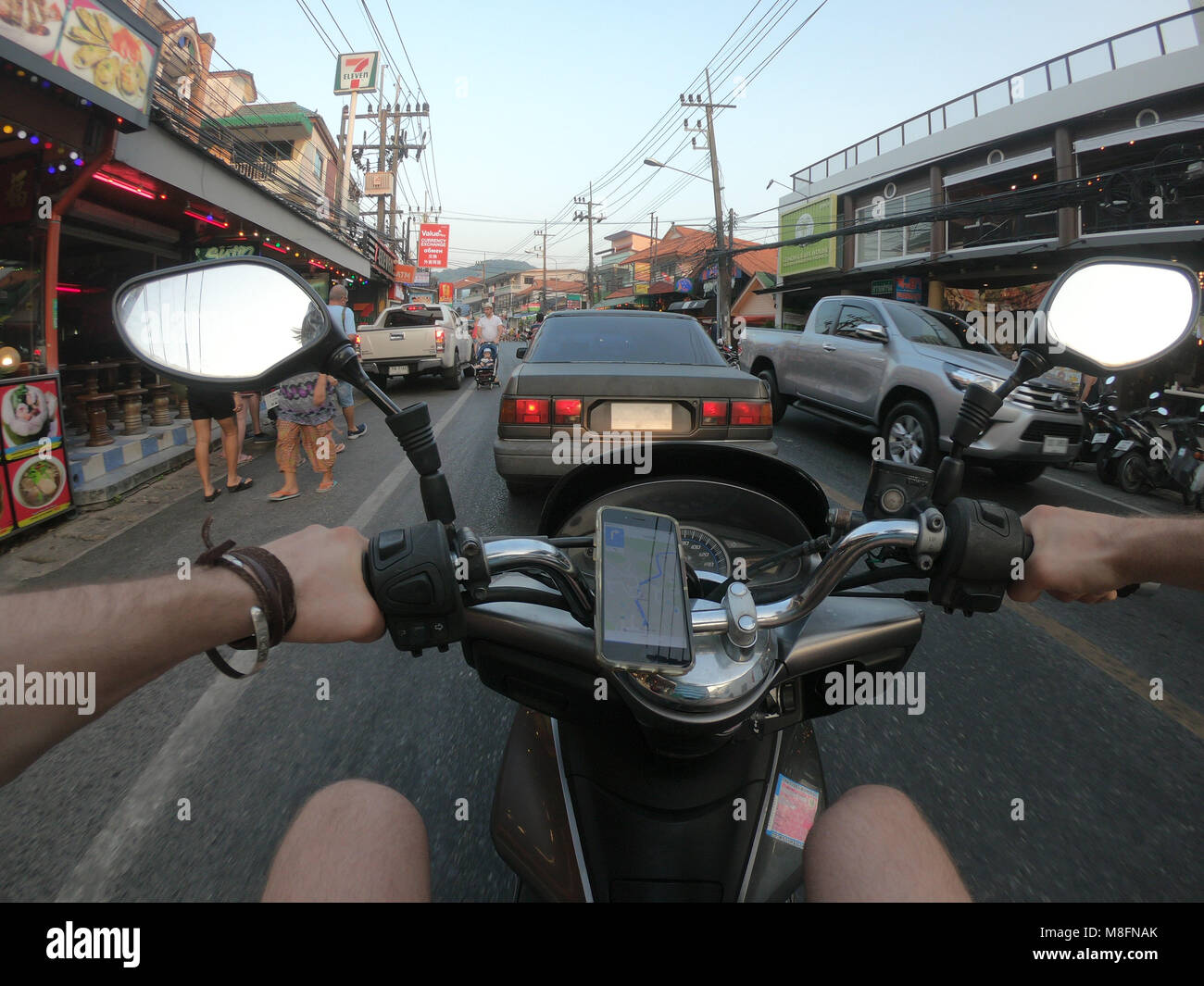 bike street first person view scooter asia thailand urban city ride ...