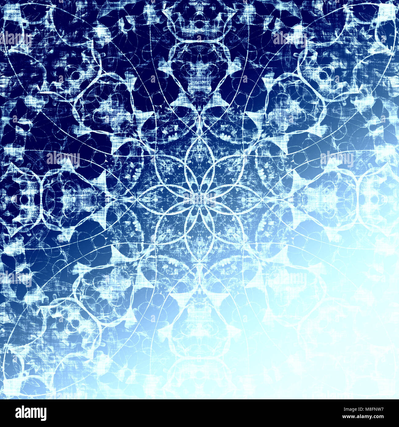 Cold blue indian pattern, floral circle with tribal traditional ...