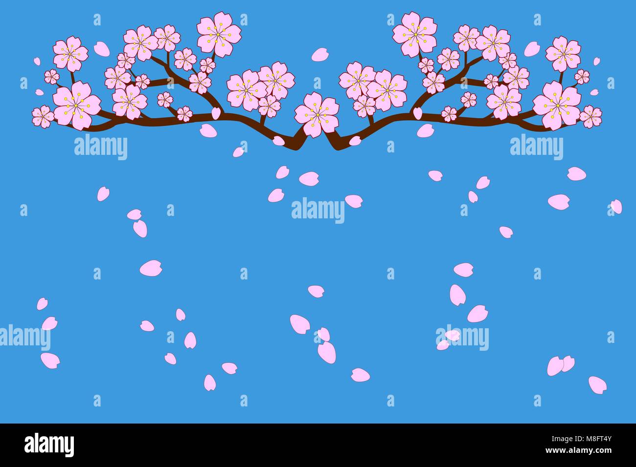 Cherry flower tree blue Stock Vector Images - Alamy