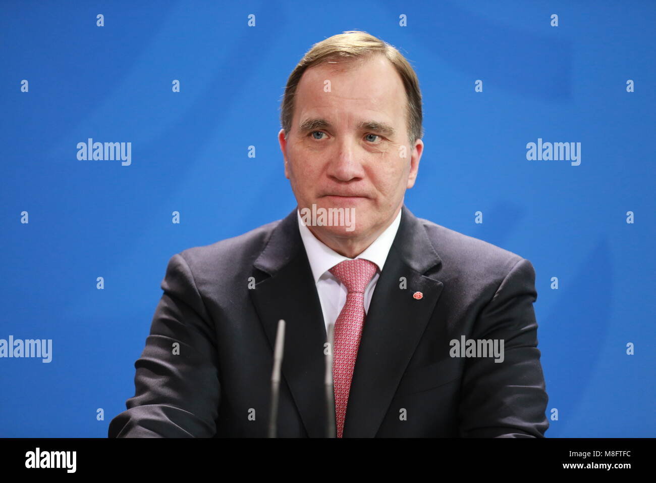 Berlin, Germany. 16th Mar, 2018. The photo shows Swedish Prime Minister ...