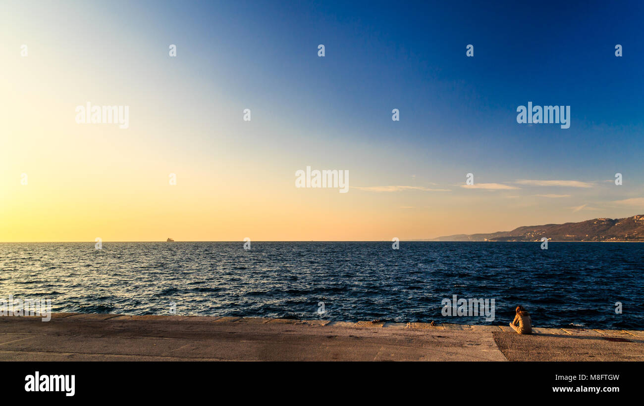 winter evening in the gulf of Trieste Stock Photo - Alamy