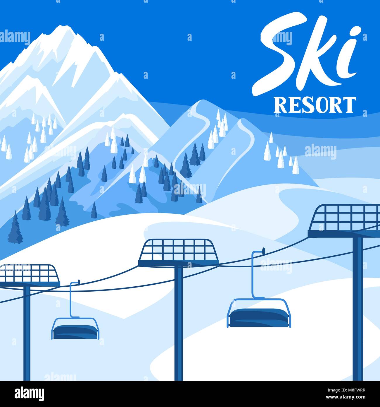 Aerial view winter mountain resort Stock Vector Images - Alamy