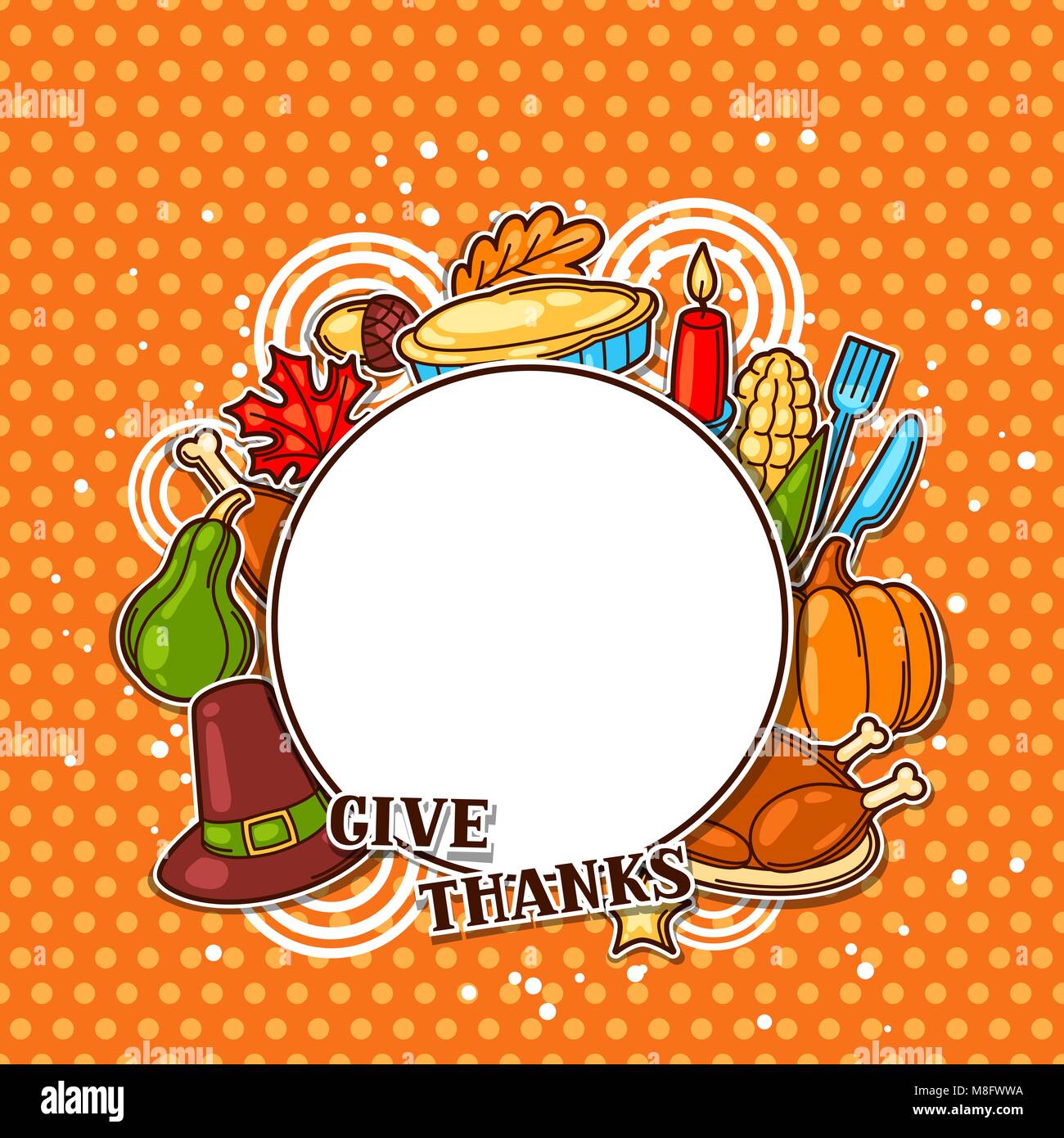 Happy Thanksgiving Day frame with holiday objects Stock Vector Image ...