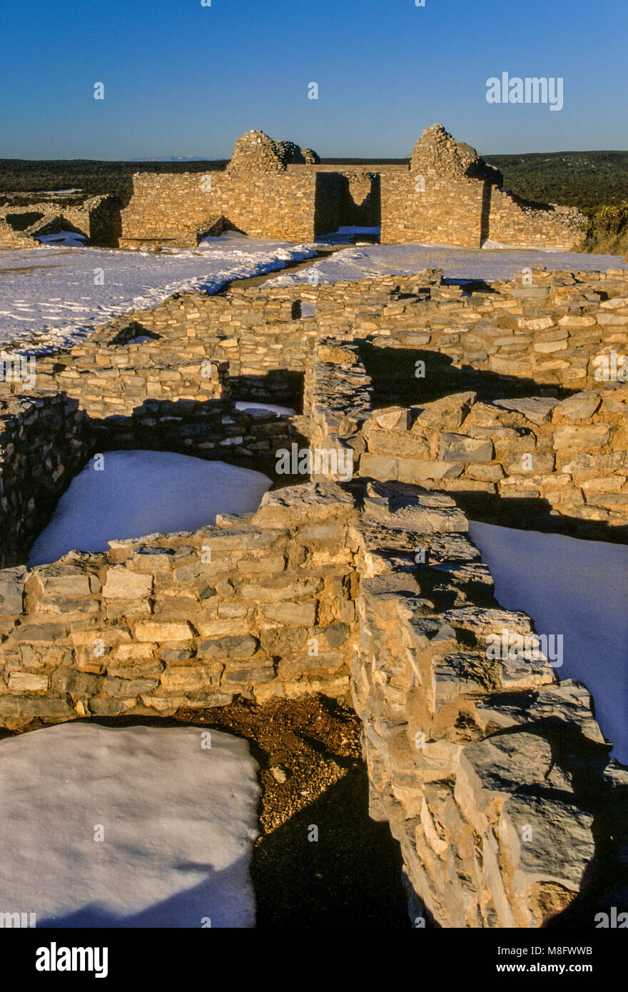 Second church, snow in winter, Gran Quivira Unit, Salinas Pueblo ...