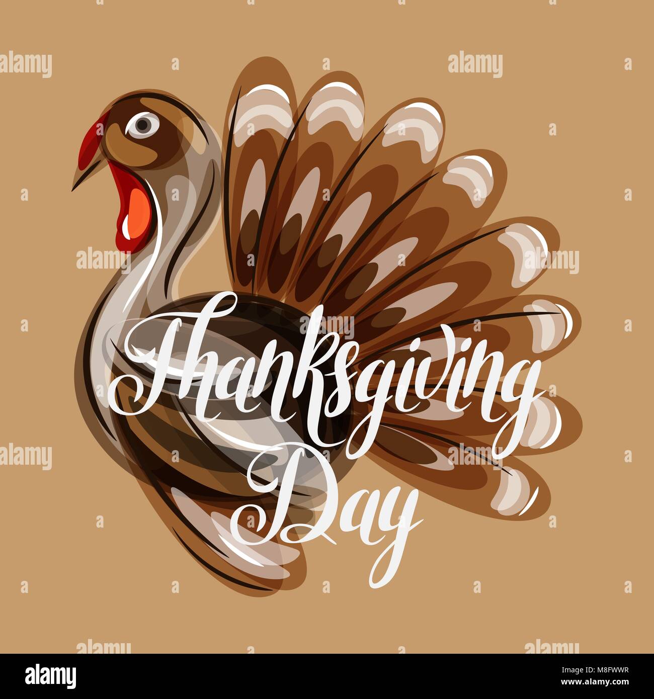 Happy Thanksgiving Day greeting card with abstract turkey Stock Vector ...